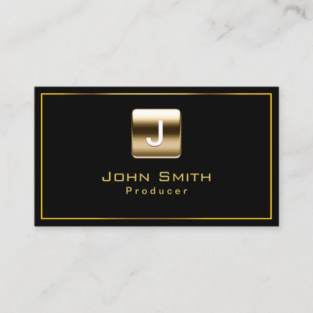 Classy Gold Stamp Producer Dark Business Card | Zazzle
