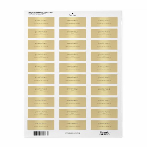 Classy Gold Template Modern Simple Return Address Label | Zazzle