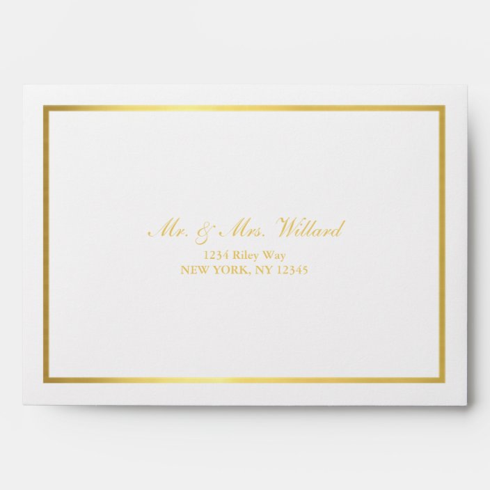 Classy Golden Custom Script White Envelope | Zazzle.com
