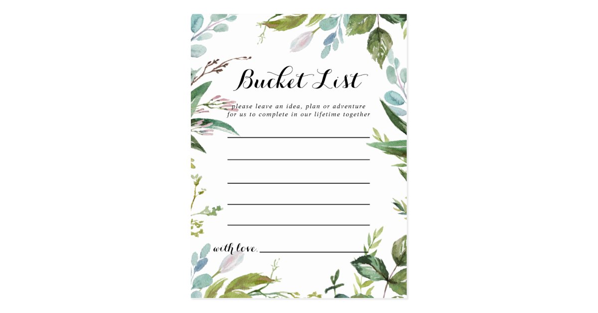 Classy Greenery Tropical Leaves Bucket List Cards | Zazzle.com