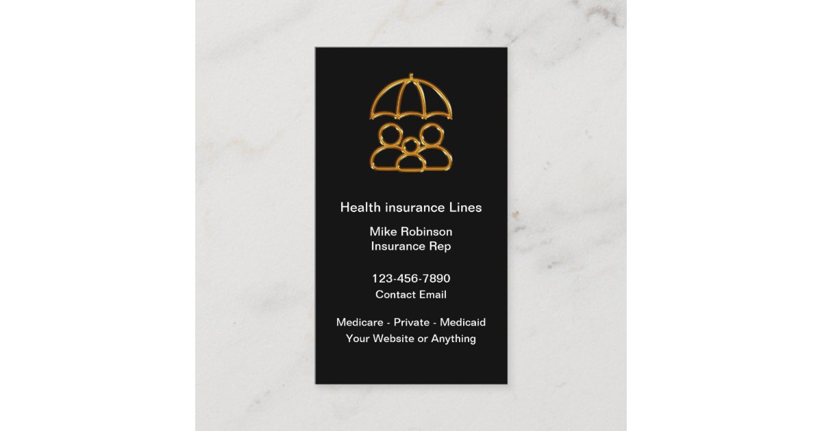Classy Health Insurance Rep Business Cards | Zazzle