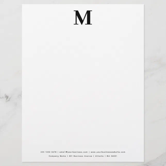 Classy Initial Monogram Professional Letterhead | Zazzle