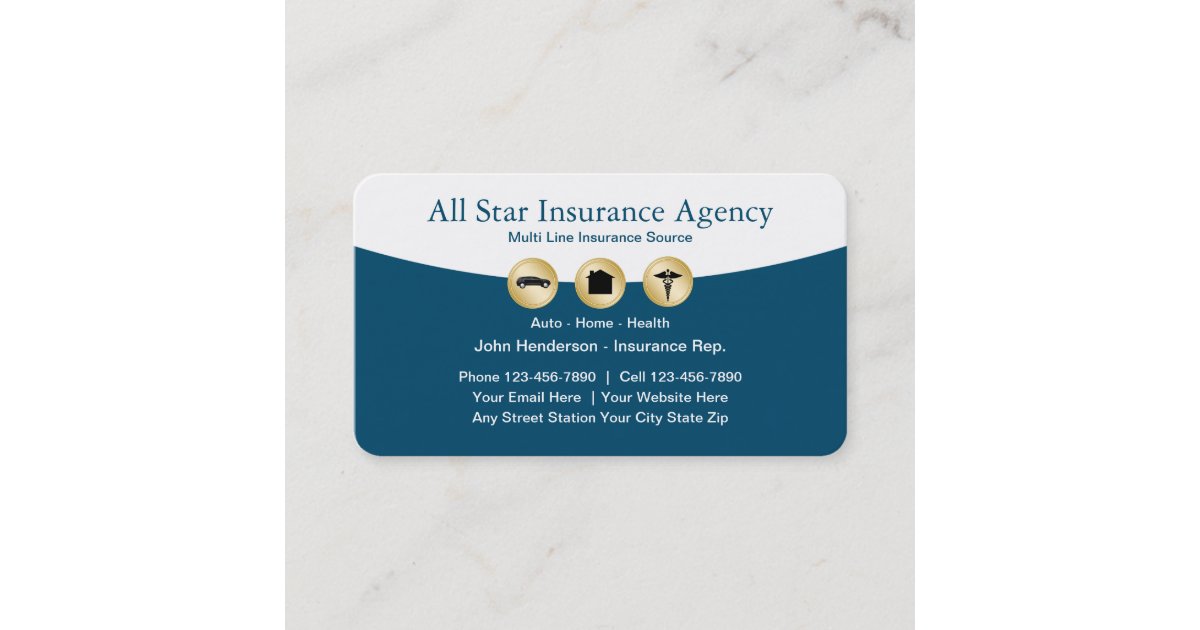 Classy Insurance Agent Business Card | Zazzle