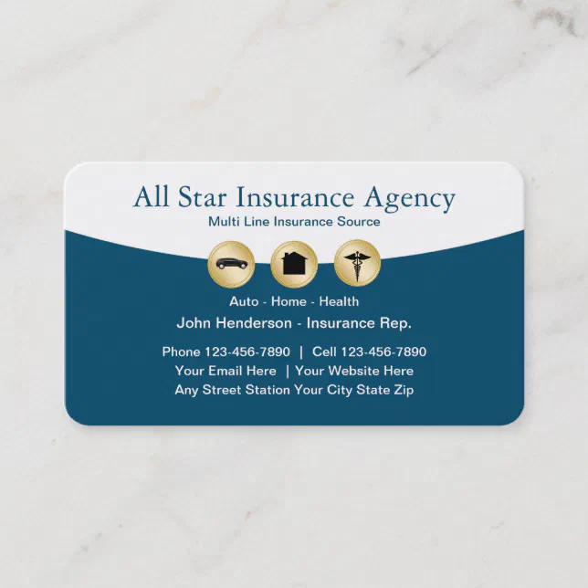 Classy Insurance Agent Business Card | Zazzle