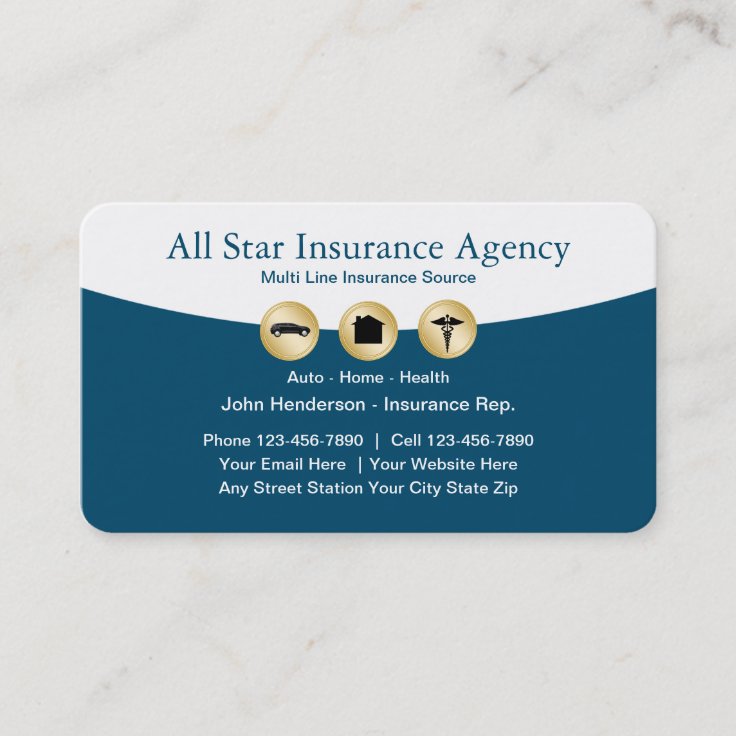 Classy Insurance Agent Business Card | Zazzle