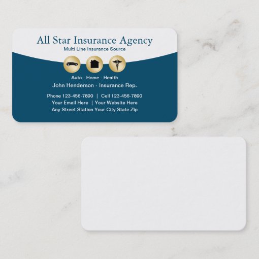 Classy Insurance Agent Business Card | Zazzle