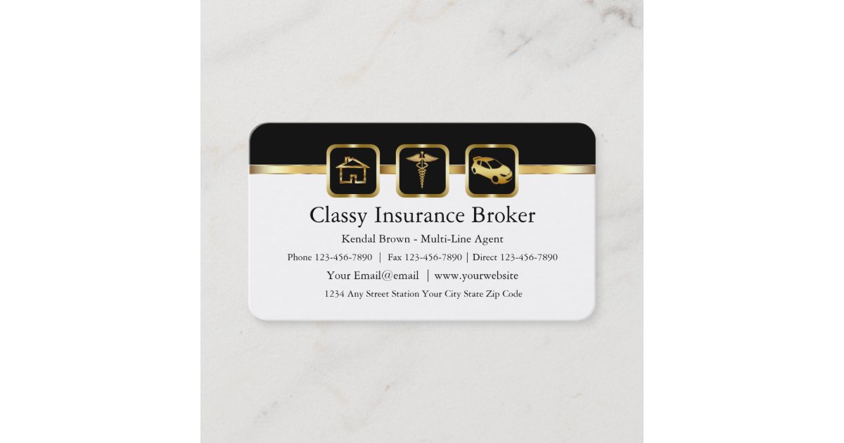 Classy Insurance Broker Business Cards | Zazzle.com