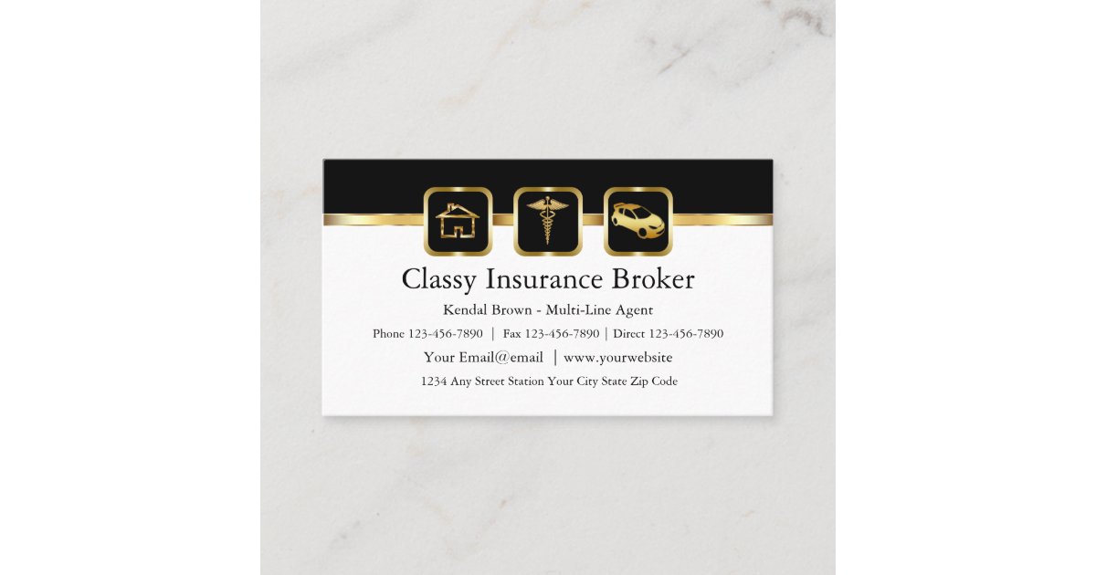 Classy Insurance Broker Business Cards | Zazzle