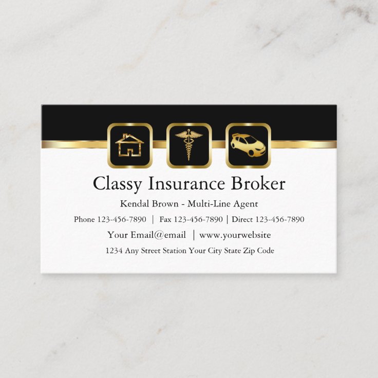 Classy Insurance Broker Business Cards | Zazzle