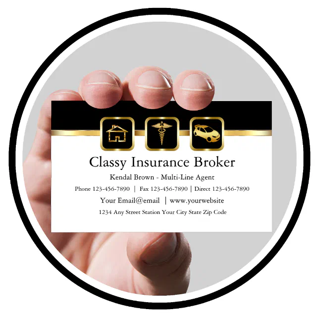 Classy Insurance Broker Business Cards | Zazzle