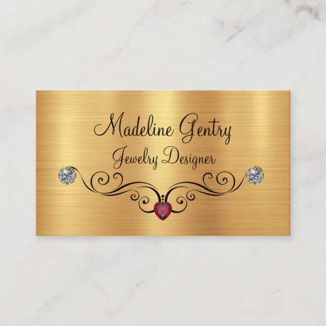 Classy Jewelry Designer Faux Jewels Business Card | Zazzle