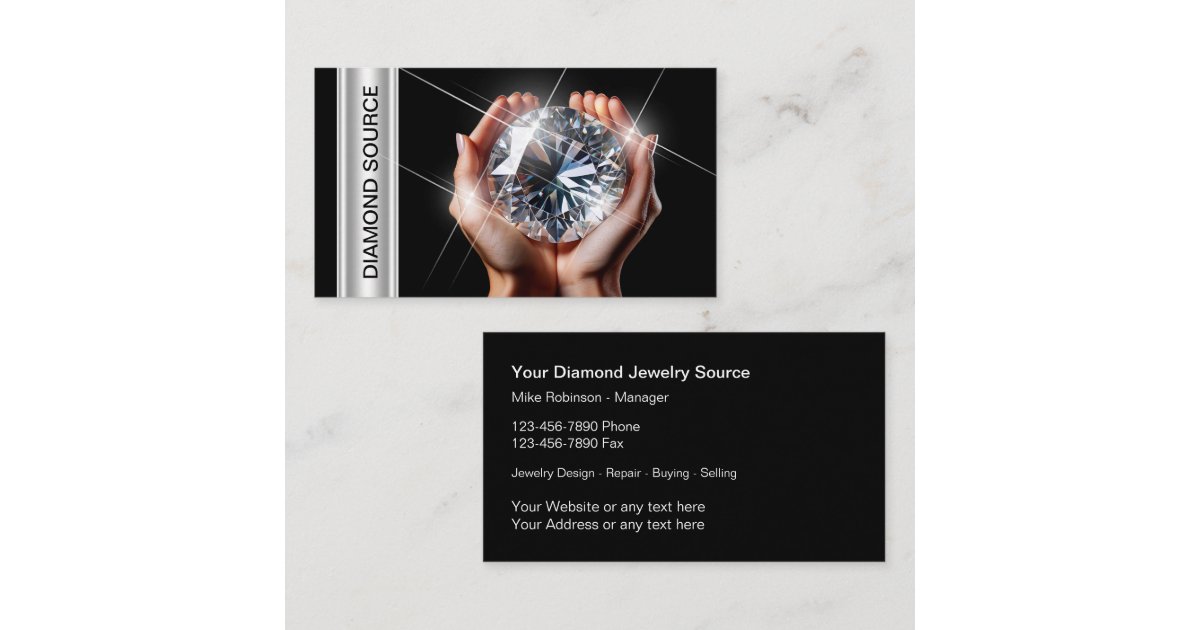 Classy Jewelry Diamond Jewels Dealer Business Card | Zazzle