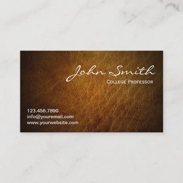 Classy Leather College Professor Business Card | Zazzle
