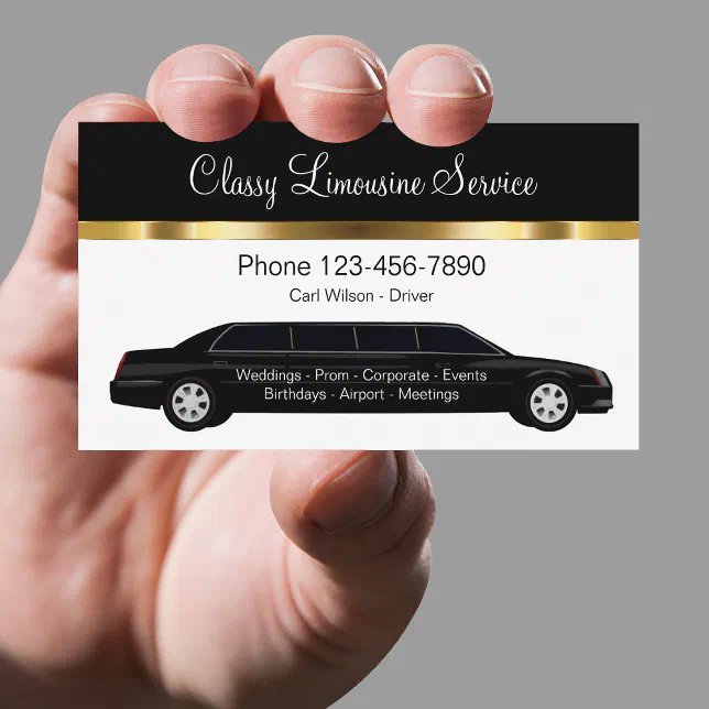 Classy Limousine Chauffeur Service Business Card | Zazzle