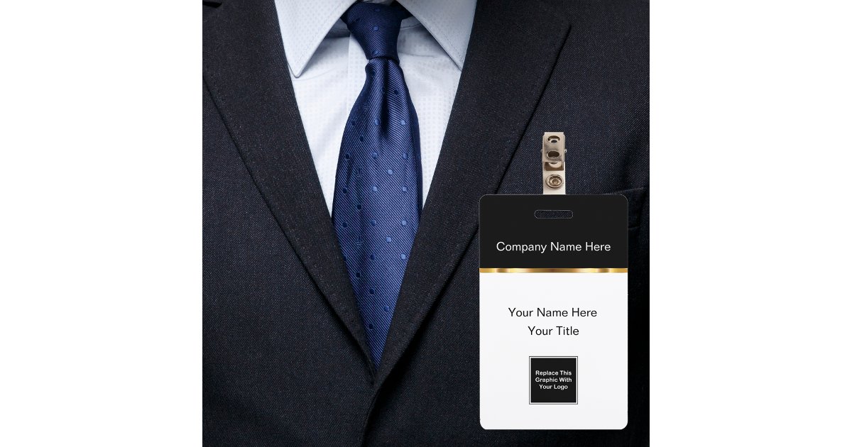 Classy Logo Business Name Badges | Zazzle