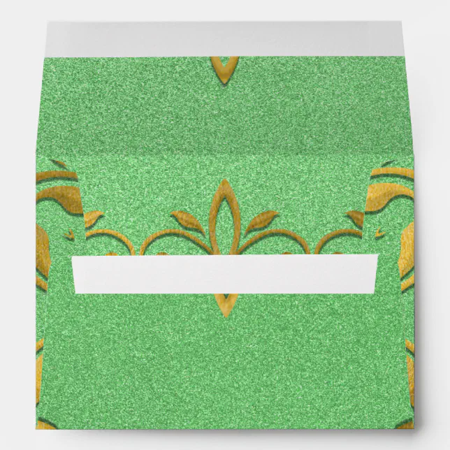Classy Luxury Elegant Gold And Green Custom Envelope | Zazzle