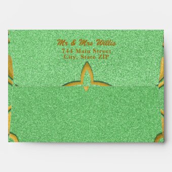 Classy Luxury Elegant Gold And Green Custom Envelope | Zazzle
