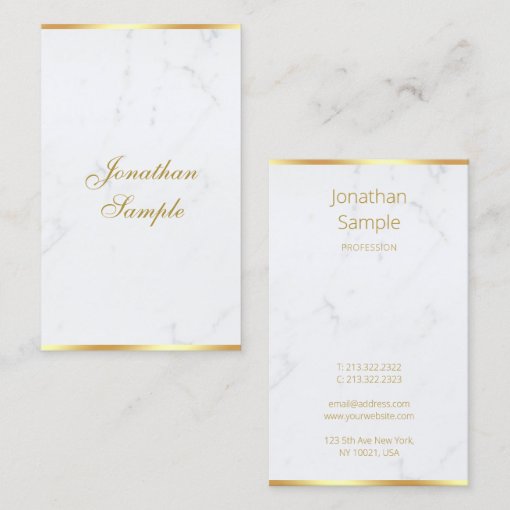 Classy Marble Gold Modern Handwritten Script Chic Business Card | Zazzle