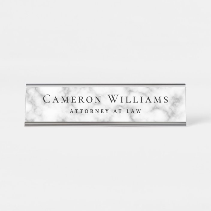 Classy marble look elegant name and title desk name plate | Zazzle.com