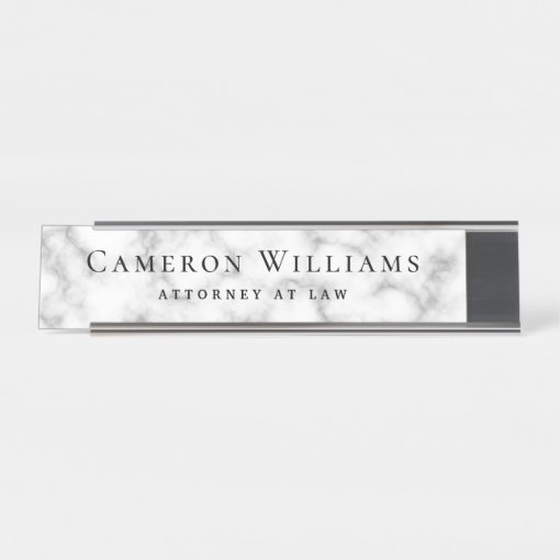 Classy marble look elegant name and title desk name plate | Zazzle
