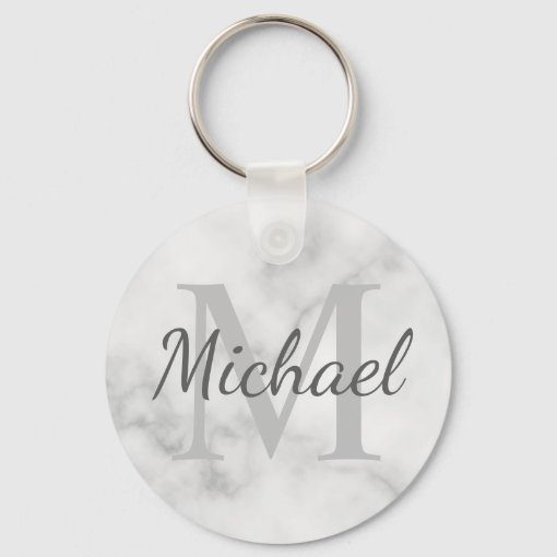 Classy Marble Personalized Monogram and Name Keychain | Zazzle