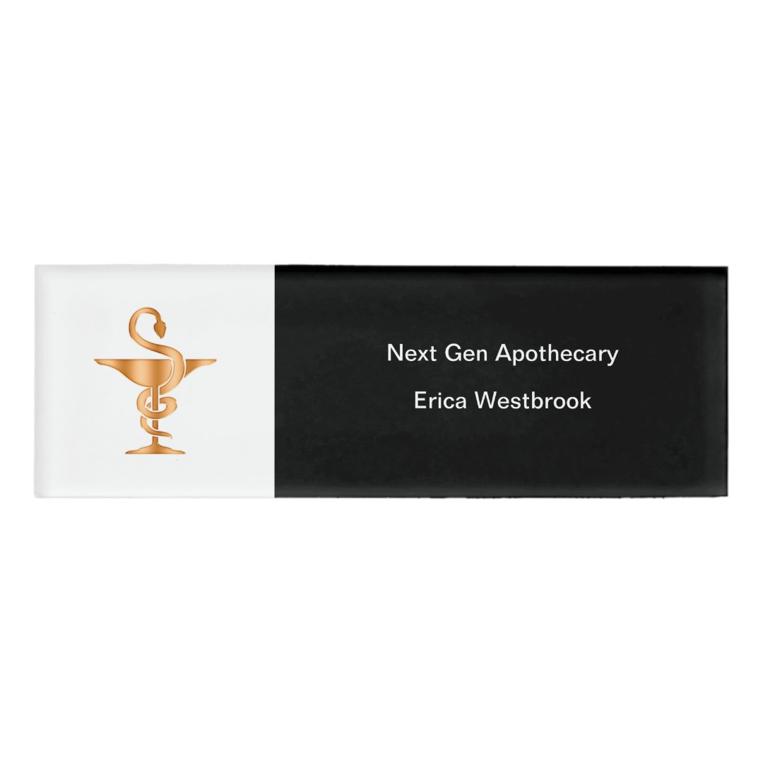 Classy Medical Apothecary Service Name Tags | Zazzle