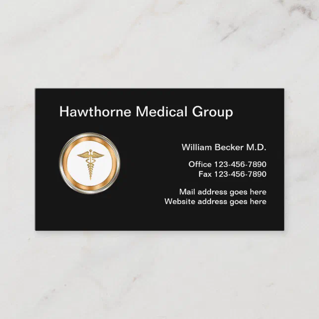 Classy Medical Doctor With Logo Emblem Business Card | Zazzle