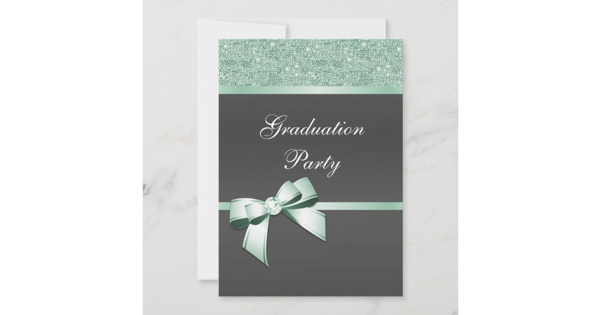 Classy Mint Green & Black Graduation Party Invitation | Zazzle