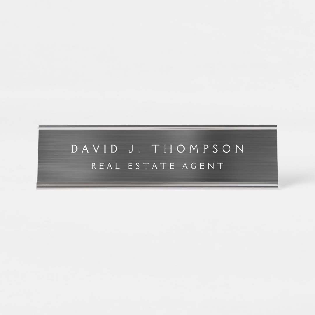 Classy Modern Executive Black Professional Desk Name Plate | Zazzle