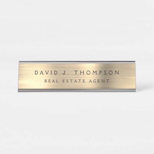 Classy Modern Executive Gold Professional Desk Name Plate | Zazzle