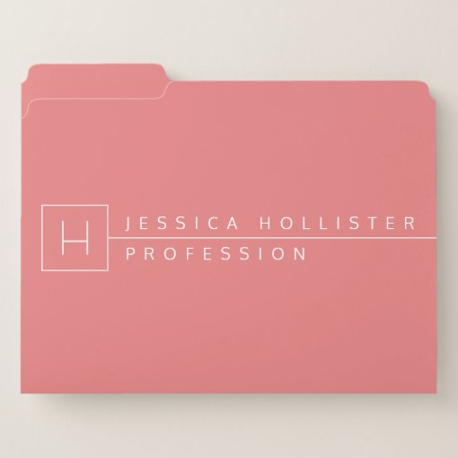 Classy Modern Minimalist Coral & White File Folder | Zazzle