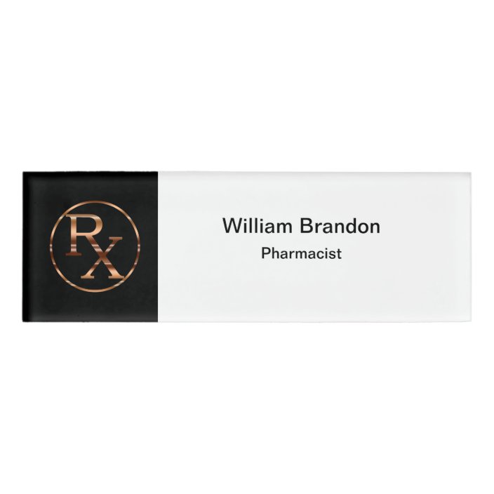 Classy Modern Pharmacist Theme Name Tag | Zazzle.com