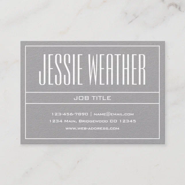 Classy Modern Professional White on Premium Grey Business Card | Zazzle