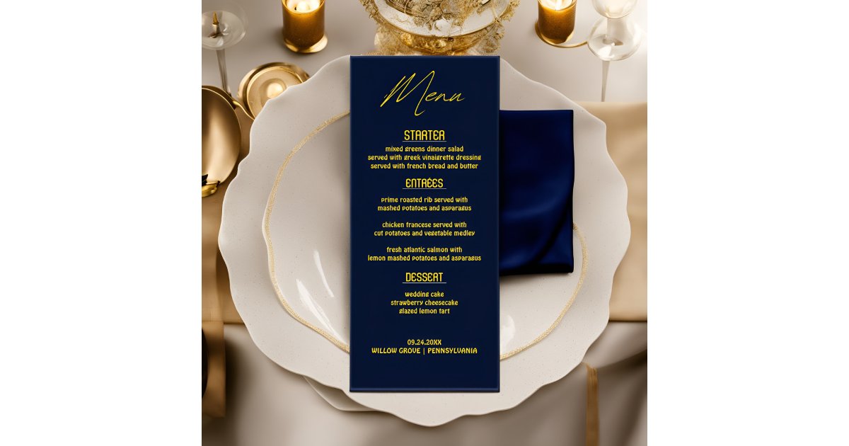 Classy Modern Wedding Menu - Savor the Flavors | Zazzle