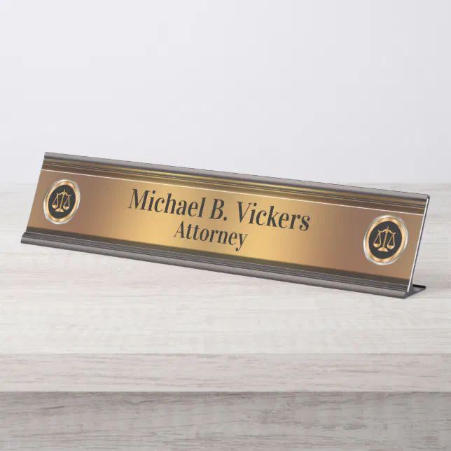 Classy Monogram Attorney Gold Law Scale Emblems Desk Name Plate | Zazzle Classy Monogram Attorney Gold Law Scale Emblems Desk Name Plate | Zazzle