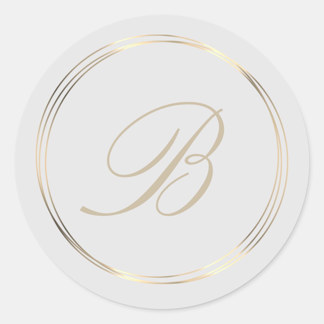 Classy Monogram Gold Circles Classic Round Sticker | Zazzle