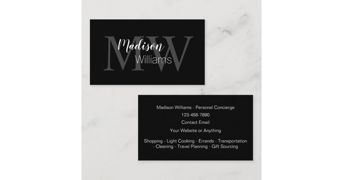 Classy Monogram Personal Assistant Business Cards | Zazzle