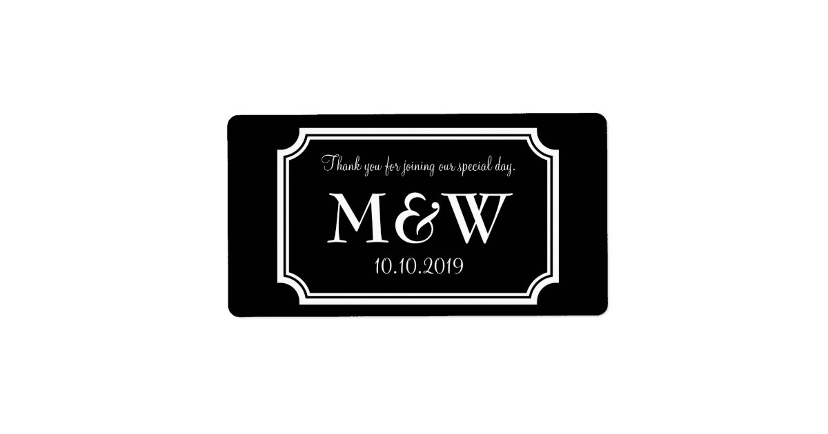 Classy monogram wedding wine or water bottle label | Zazzle
