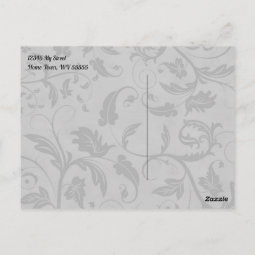 Classy Monogram with Silver and Black Damask Postcard | Zazzle