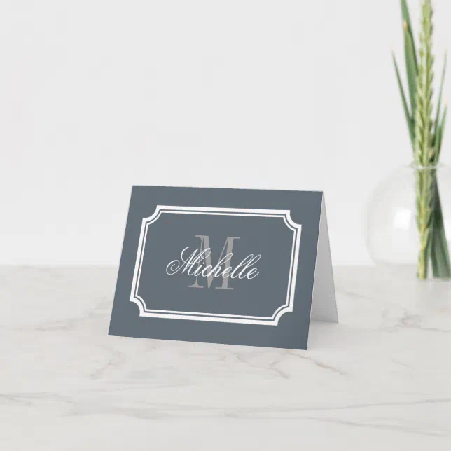 Classy monogrammed note cards with stylish border | Zazzle