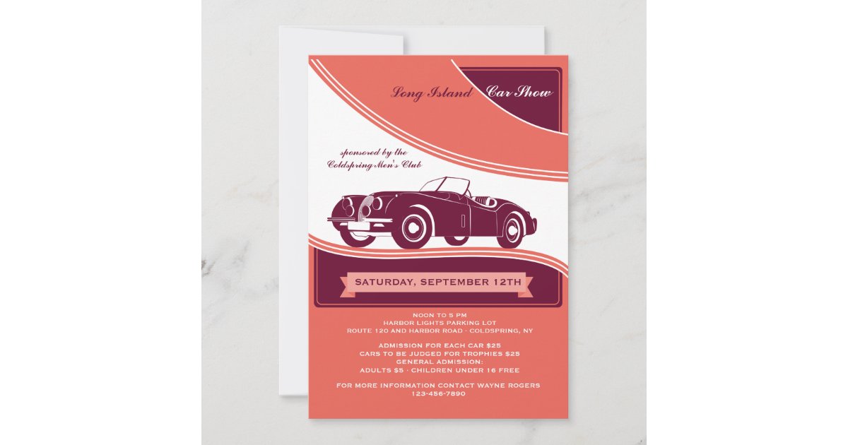 Classy Motorcar Car Show Announcement/Invitation Invitation | Zazzle