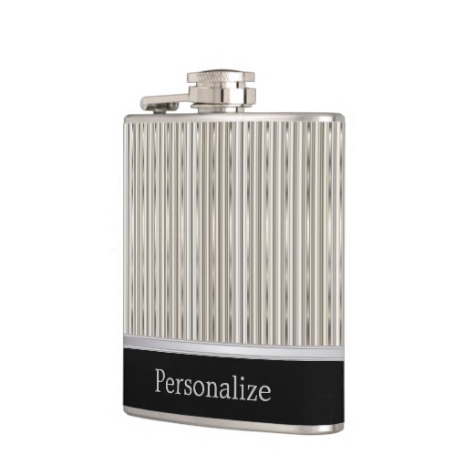 Classy Multi Silver Strip Design Hip Flask | Zazzle