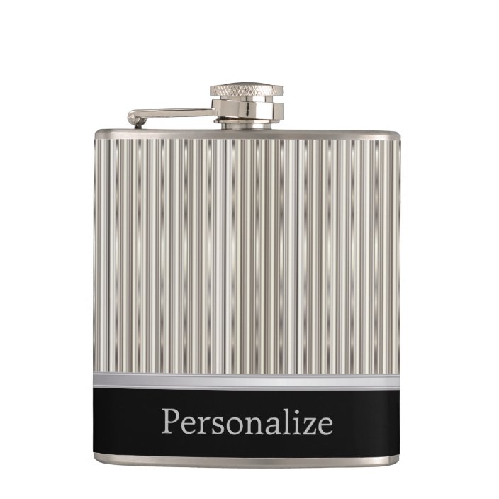 Classy Multi Silver Strip Design Hip Flask | Zazzle.com