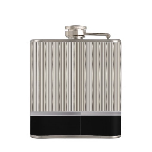 Classy Multi Silver Strip Design Hip Flask | Zazzle