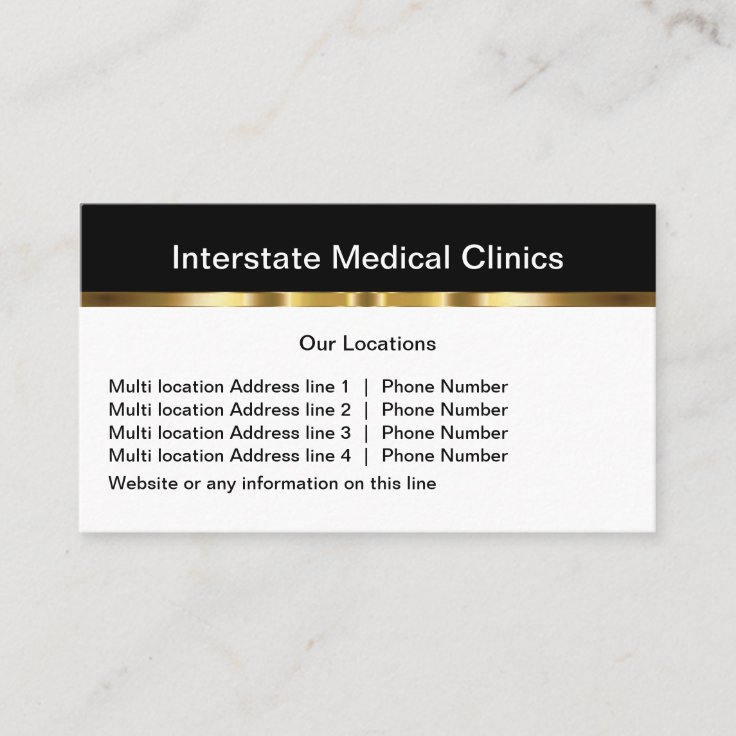 Classy Multiple Location Medical Office Business Card | Zazzle