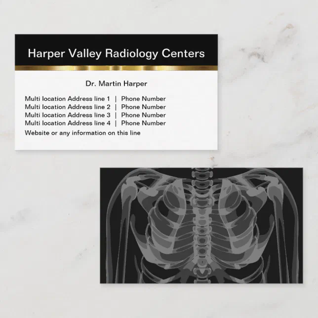 Classy Multiple Location Radiology Medical Business Card | Zazzle