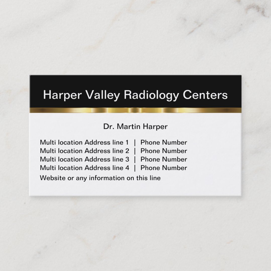 Classy Multiple Location Radiology Medical Business Card | Zazzle