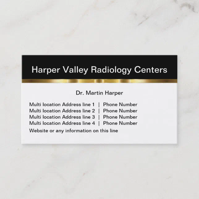 Classy Multiple Location Radiology Medical Business Card | Zazzle