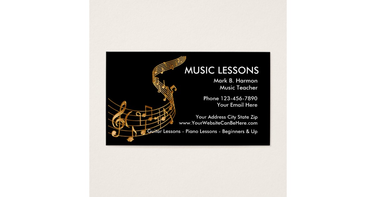 Classy Music Lessons Business Card | Zazzle.com