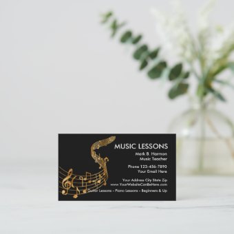 Classy Music Lessons Business Card | Zazzle